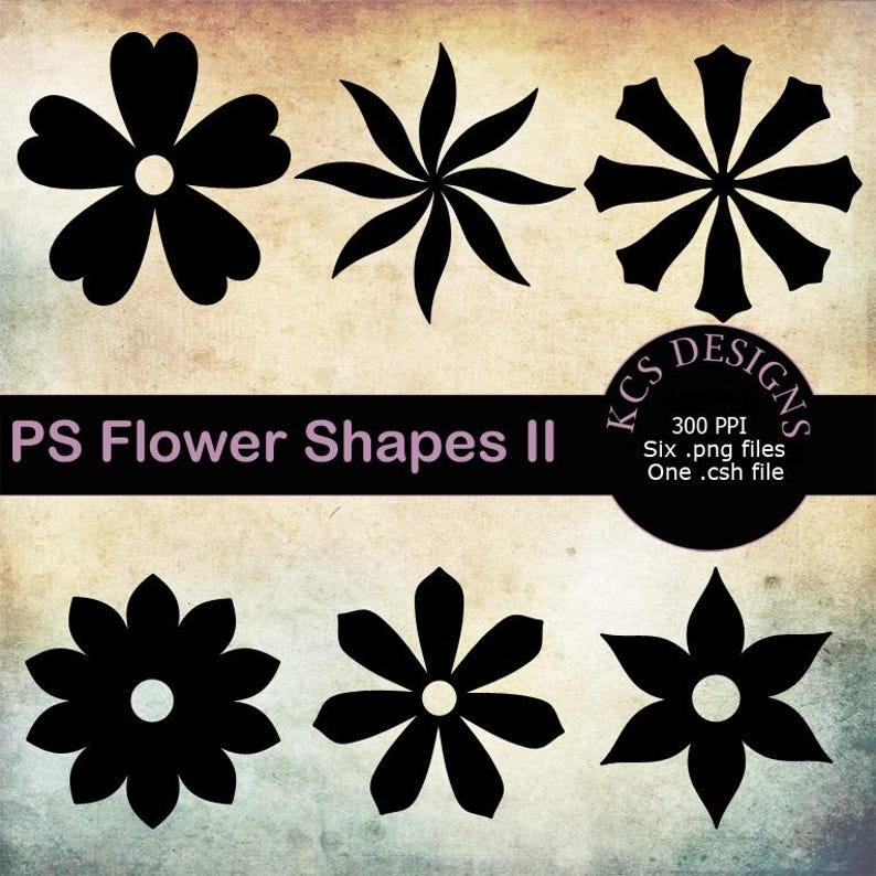 Photoshop Flower Shapes II for Digital Scrapbooking | Commercial Use ...