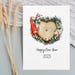 New Year 2025 Greeting Card Wooden Heart Design With Winter Touches ...
