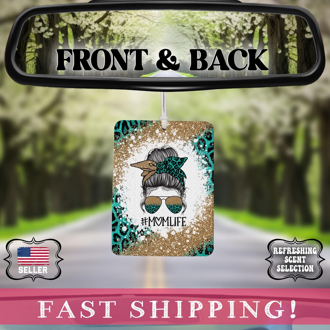Car Air Freshener- Messy Bun Mom Life Car Freshie | Trendy Blue and ...