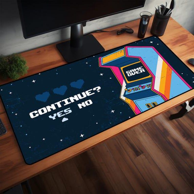 Retro Arcade Gaming Desk Mat Game Over Mouse Pad Gamer Decor Gift for ...