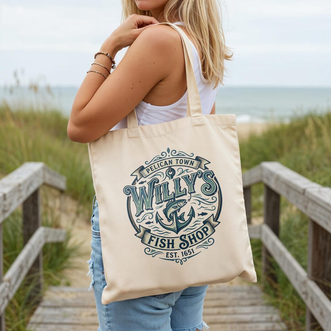 Stardew Valley Tote Willys Fish Shop Pelican Town Gamer Gift Cozy ...