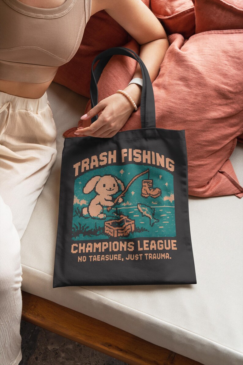 Stardew Valley Tote Bag Trash Fishing Champions League Pixel Art Indie ...