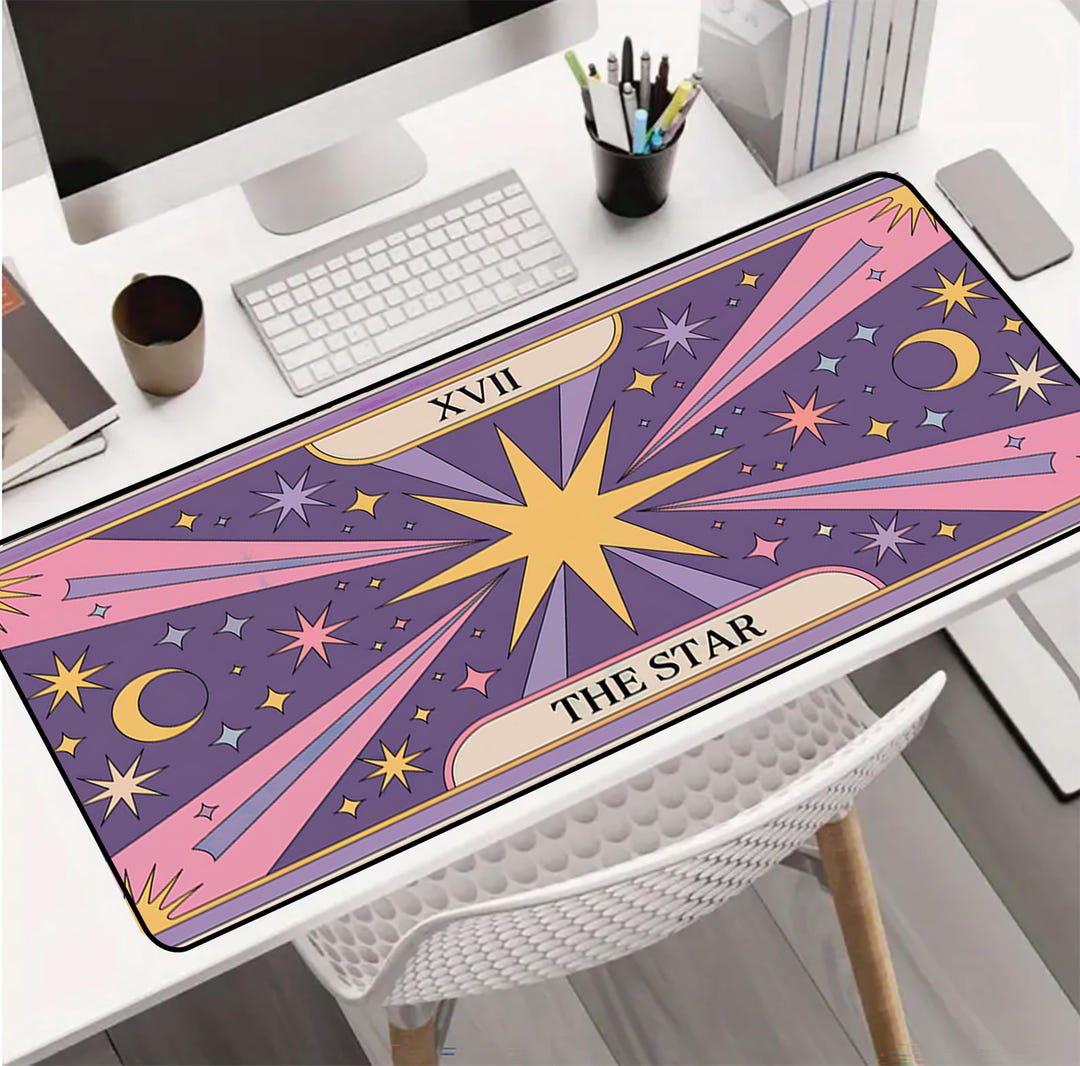 The Star Tarot Card Desk Mat Large Mouse Pad Celestial Purple Pastel ...