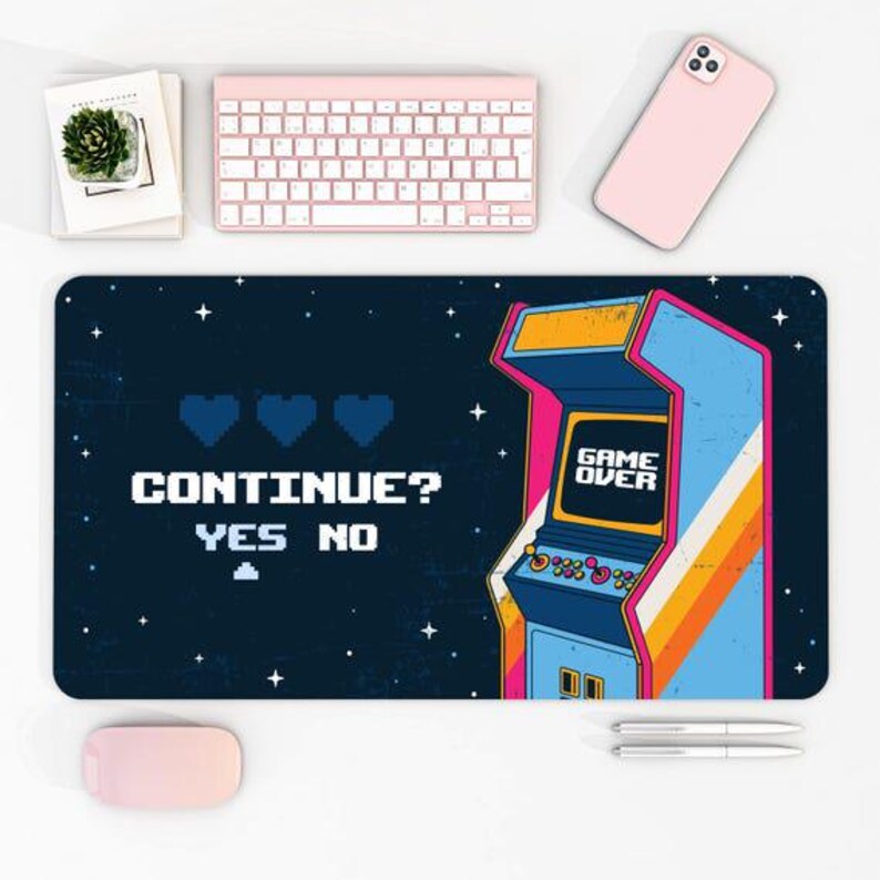 Retro Arcade Gaming Desk Mat Game Over Mouse Pad Gamer Decor Gift for ...