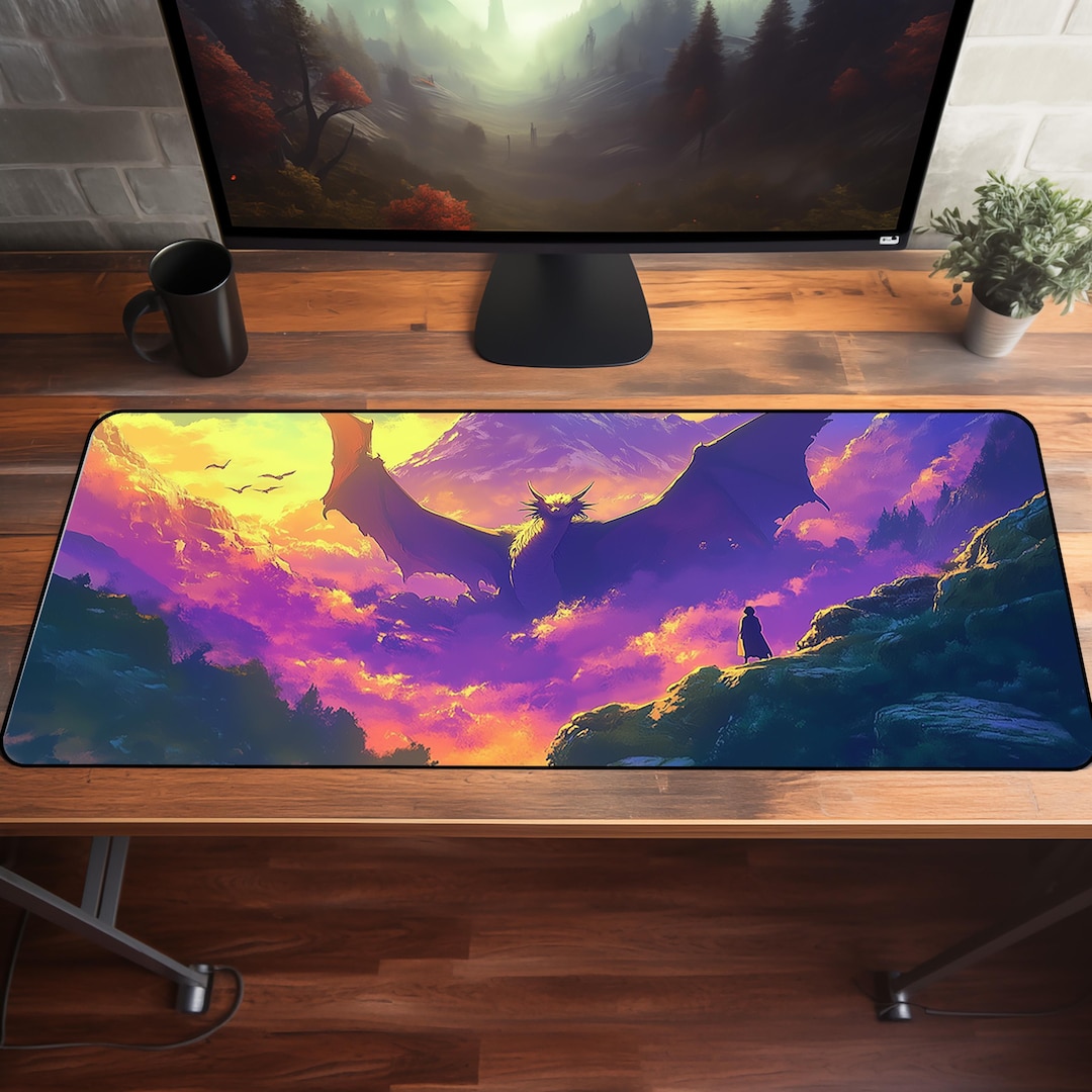 Fantasy Dragon Desk Mat XL Gaming Mouse Pad Dnd Anime Aesthetic ...