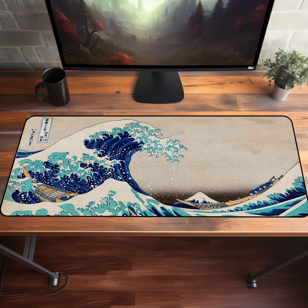 Great Wave Mouse Pad Large Japanese Art Desk Mat Inspired by Hokusai ...