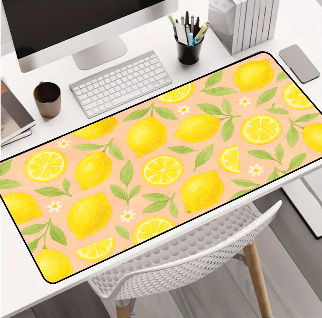 Lemon Pattern Large Mouse Pad Aesthetic Desk Mat for Summer Office ...