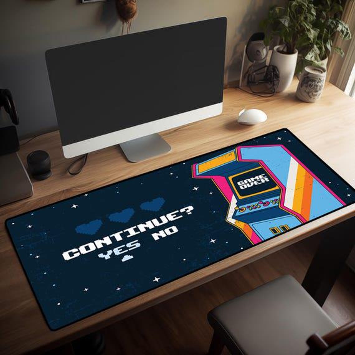 Retro Arcade Gaming Desk Mat Game Over Mouse Pad Gamer Decor Gift for ...