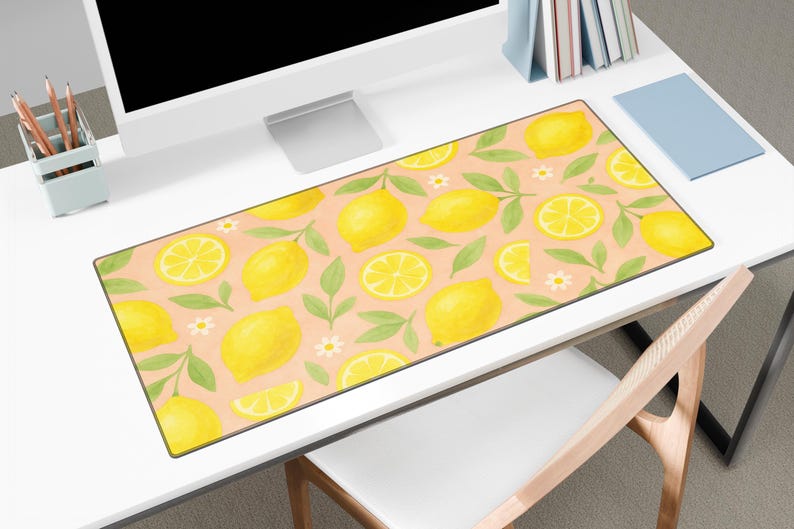 Lemon Pattern Large Mouse Pad Aesthetic Desk Mat for Summer Office ...
