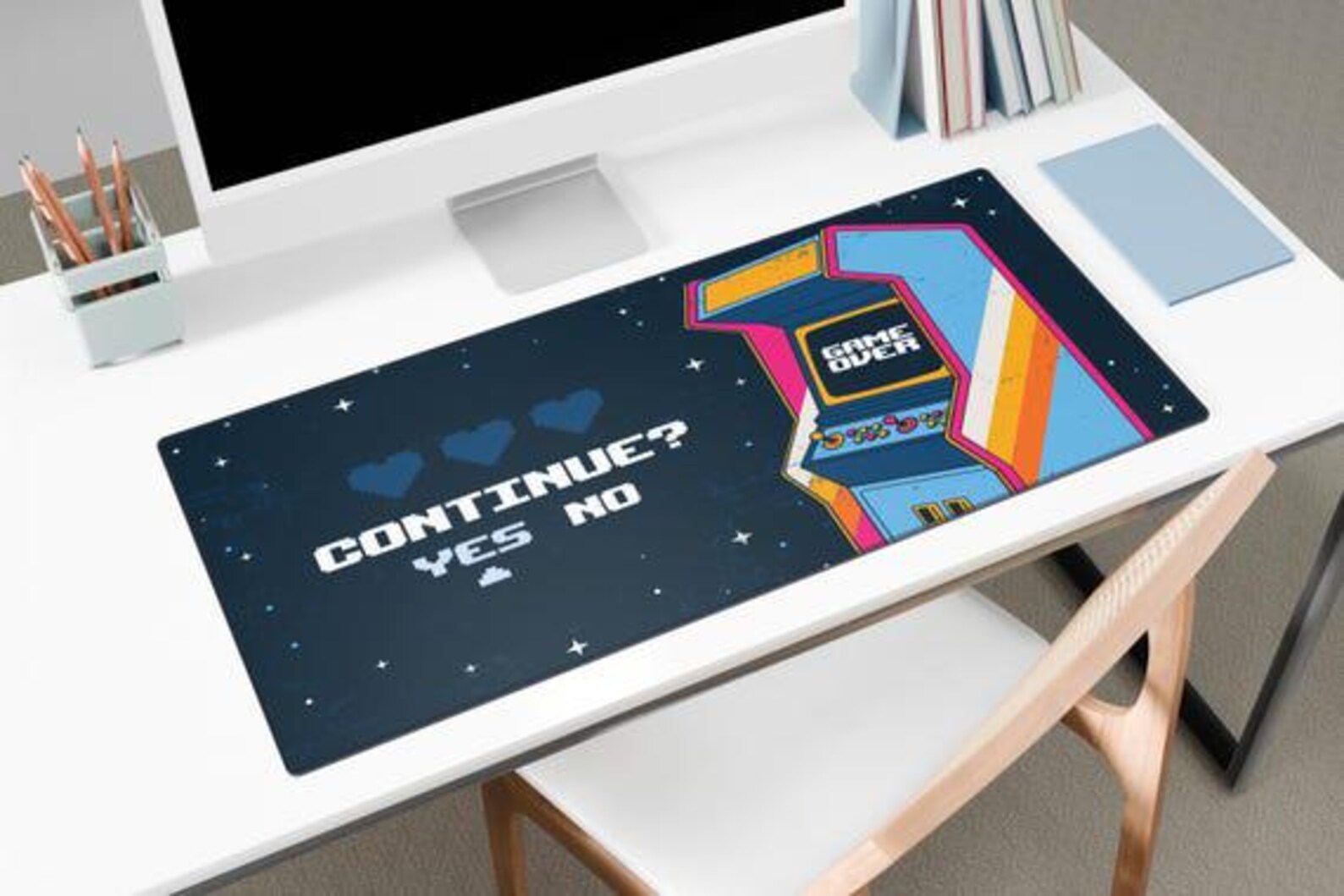 Retro Arcade Gaming Desk Mat Game Over Mouse Pad Gamer Decor Gift for ...