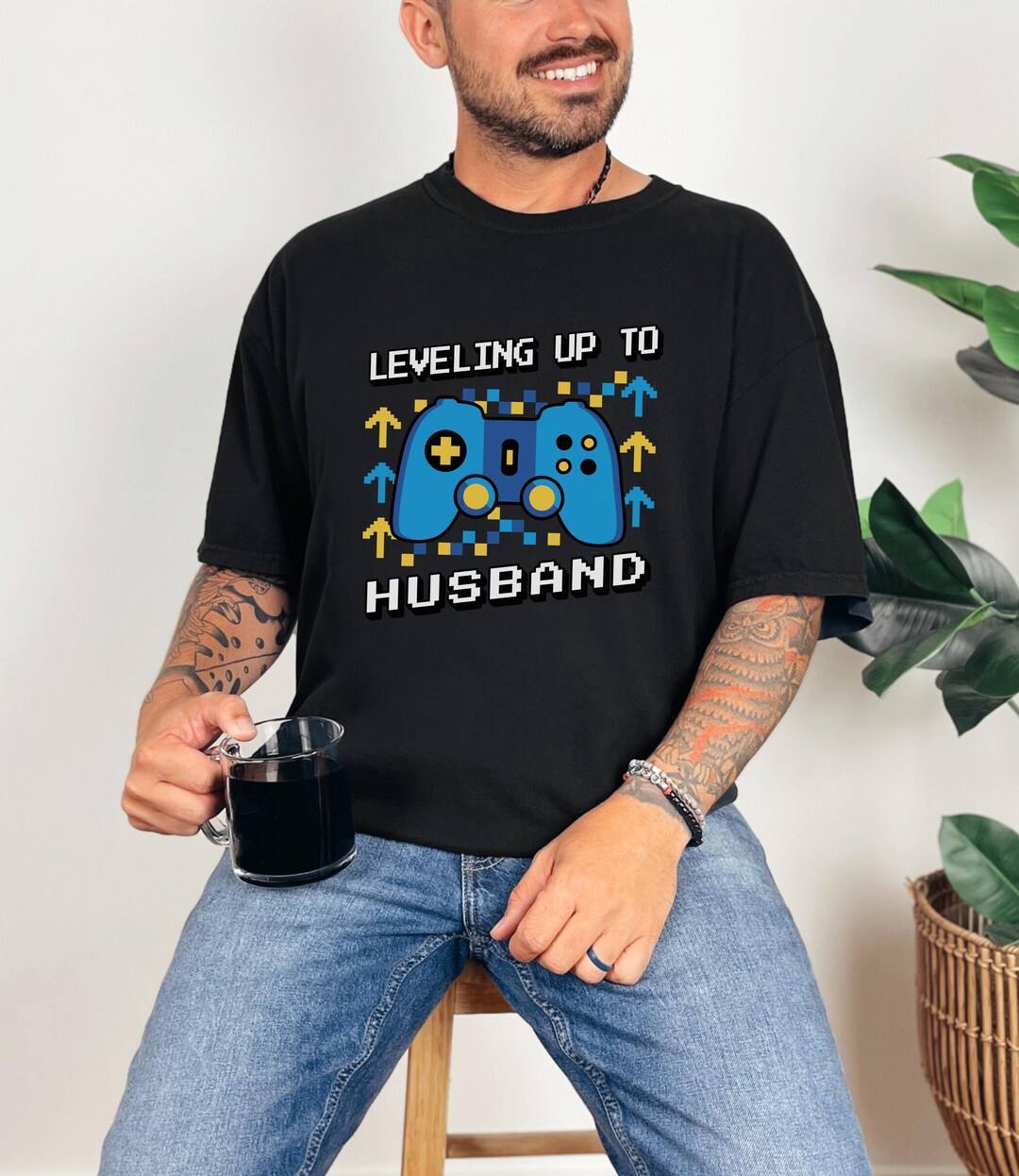 Leveling up to Husband Gamer Shirt Funny Groom Gift Comfort Colors Tee ...