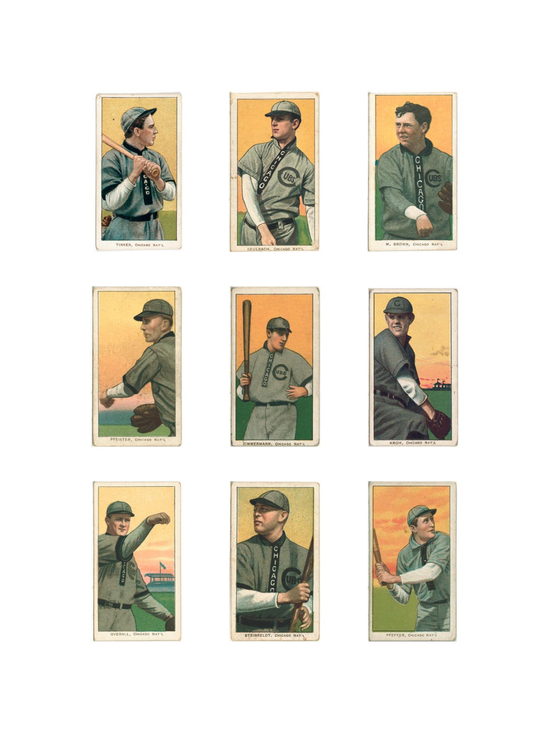 Vintage Chicago Cubs Baseball Poster Art Retro Antique Baseball Card ...