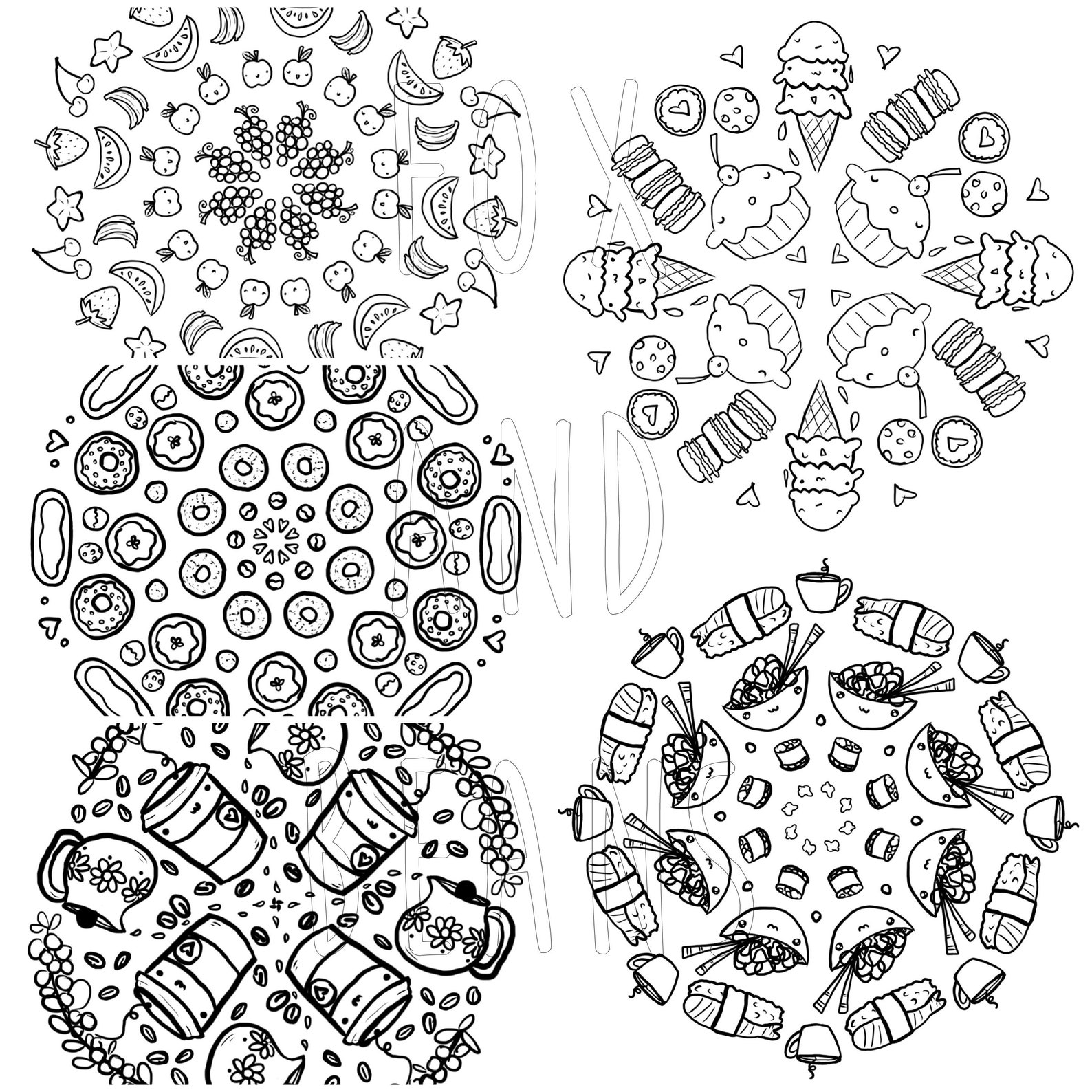 Cute Food Set of All 5 Digital PDF Files Printable | Etsy