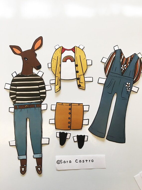 Caroline Deer Paper Doll Download and Print PDF File Cute Deer Fashion Etsy Ireland