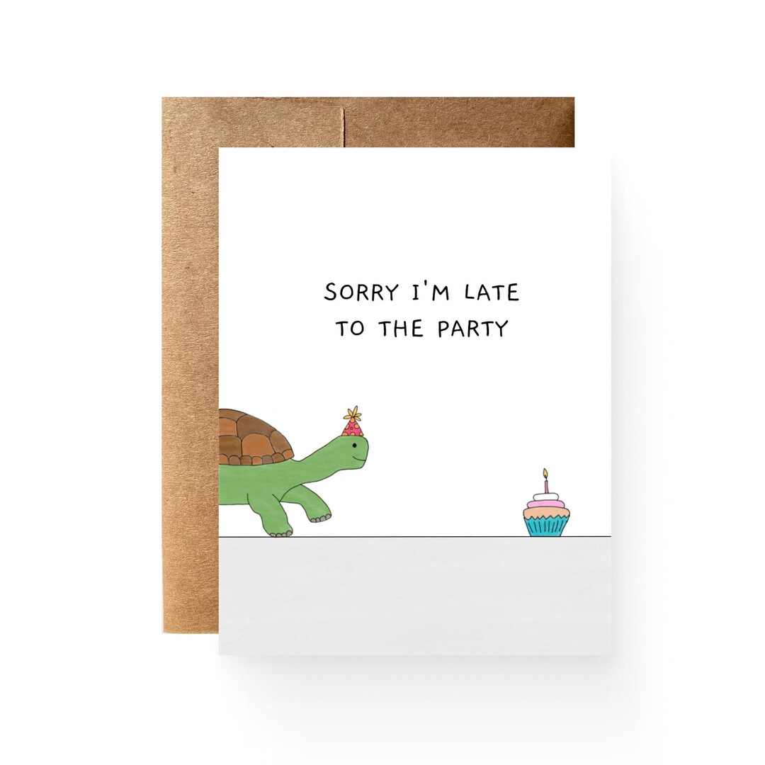 Late to Party Belated Birthday Card - Etsy