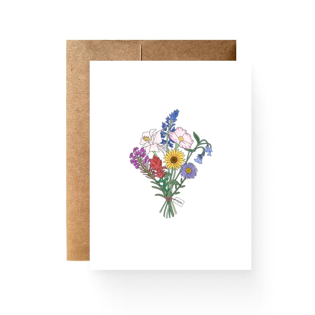 Wildflower Bouquet Card - Etsy