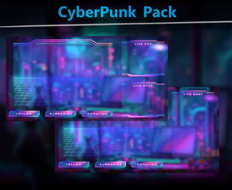 Cyberpunk Animated Stream Overlay Package: Neon Twitch Overlay - Etsy UK