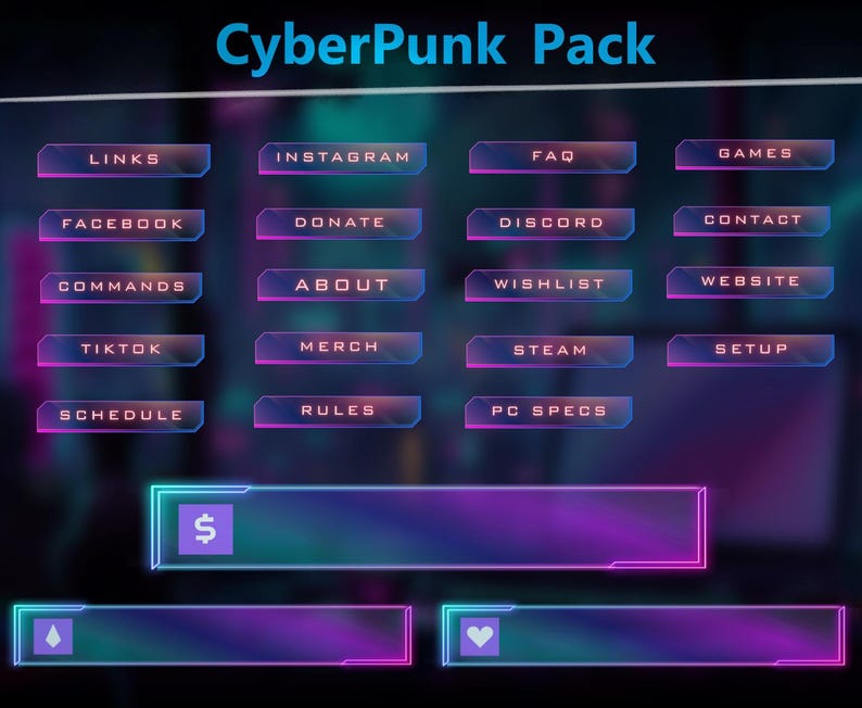 Cyberpunk Animated Stream Overlay Package: Neon Twitch Overlay - Etsy UK