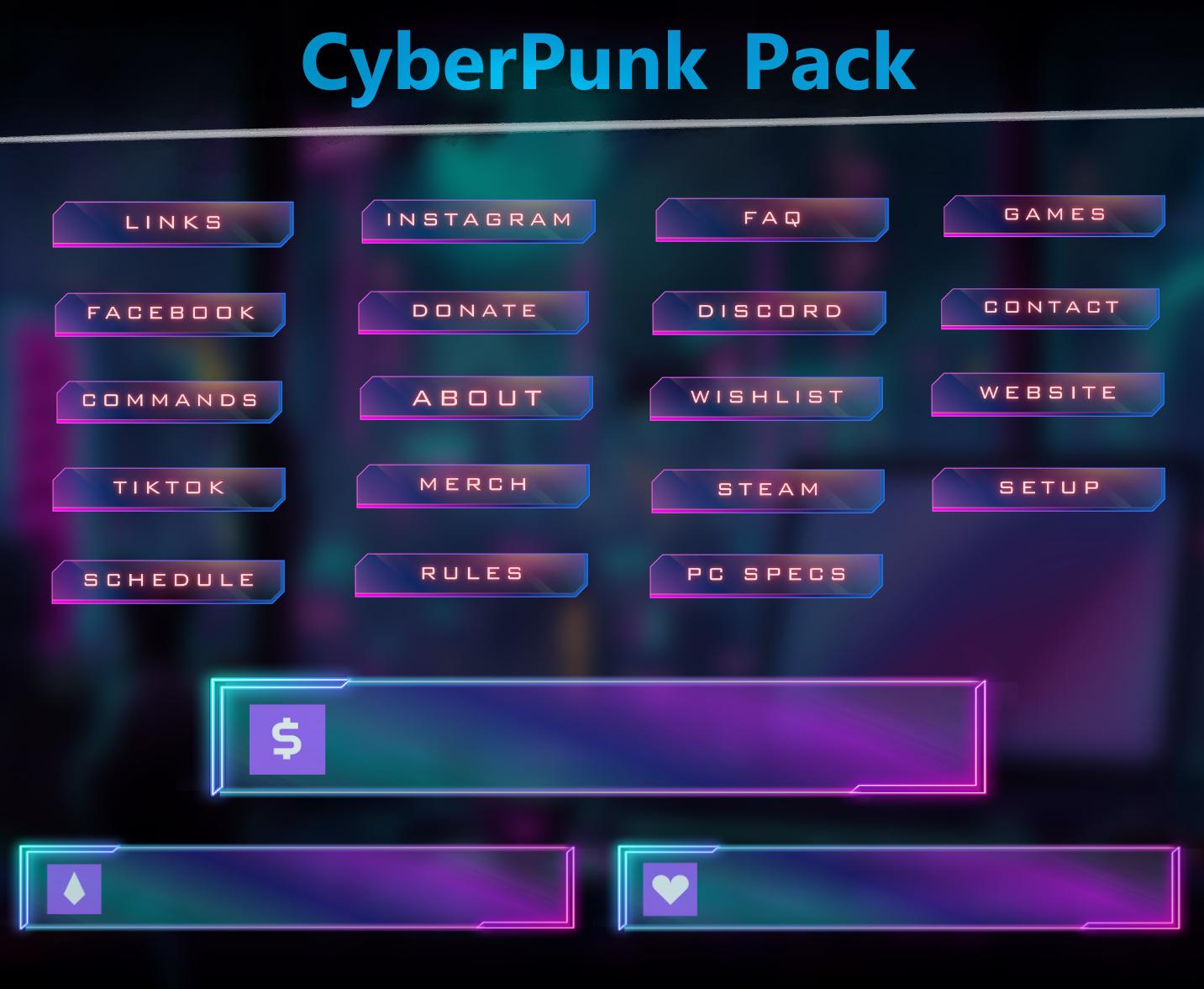 Cyberpunk Animated Stream Overlay Package: Neon Twitch Overlay - Etsy