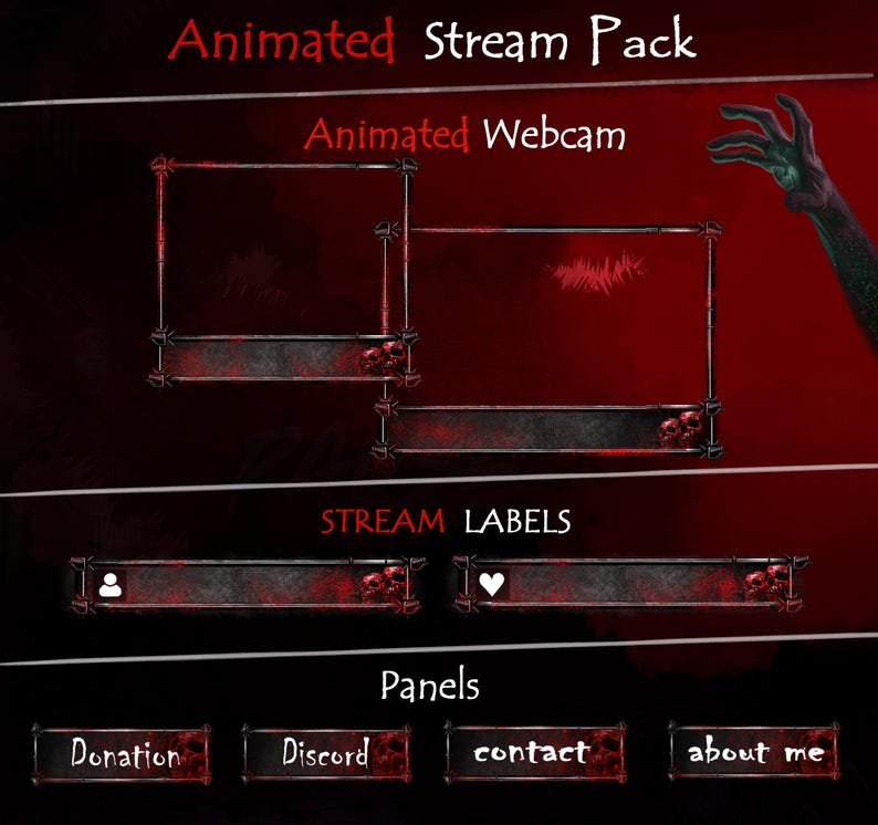 Animated Zombie Stream Overlay Pack: Horror Twitch/youtube Package ...