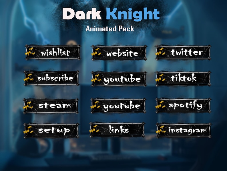 Animated Dark Knight Hero Stream Package: Twitch Overlay, Alerts ...