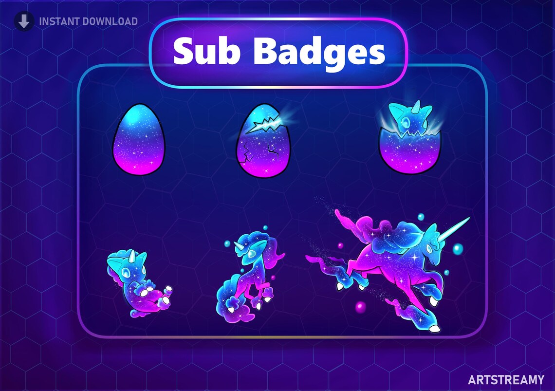 Galaxy Unicorn Evolution Sub Badges | Twitch Sub Badges | Fantasy ...