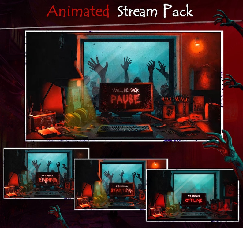 Animated Zombie Stream Overlay Pack: Horror Twitch/youtube Package ...