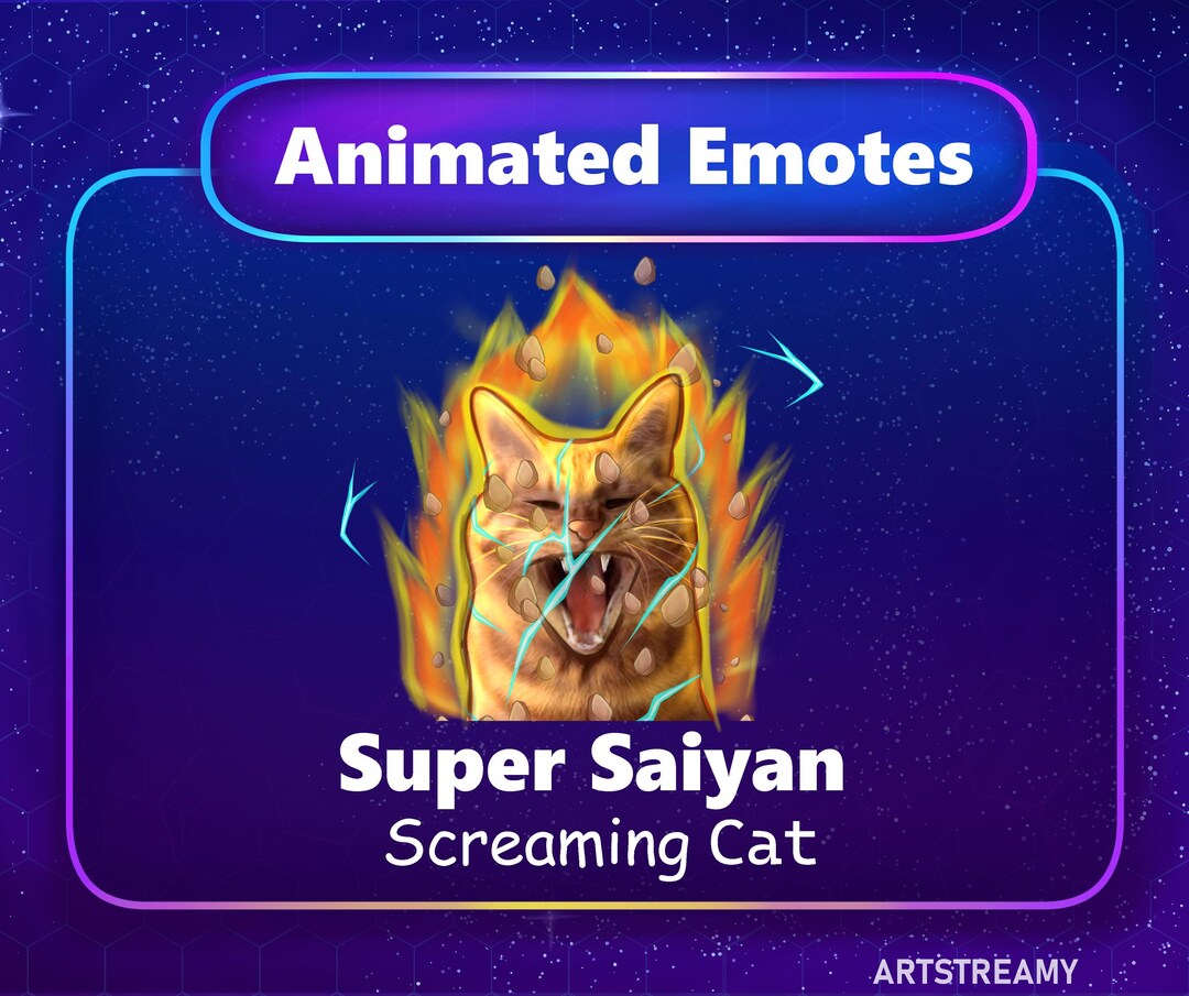 Super Saiyan Screaming Cat Animated Twitch Emote - Etsy