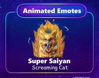 Super Saiyan Screaming Cat Animated Emote | Twitch Emotes | Cat Emotes ...
