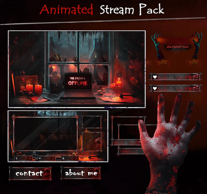 Animated Stream Overlay Package: Creepy Twitch Stream Design - Etsy
