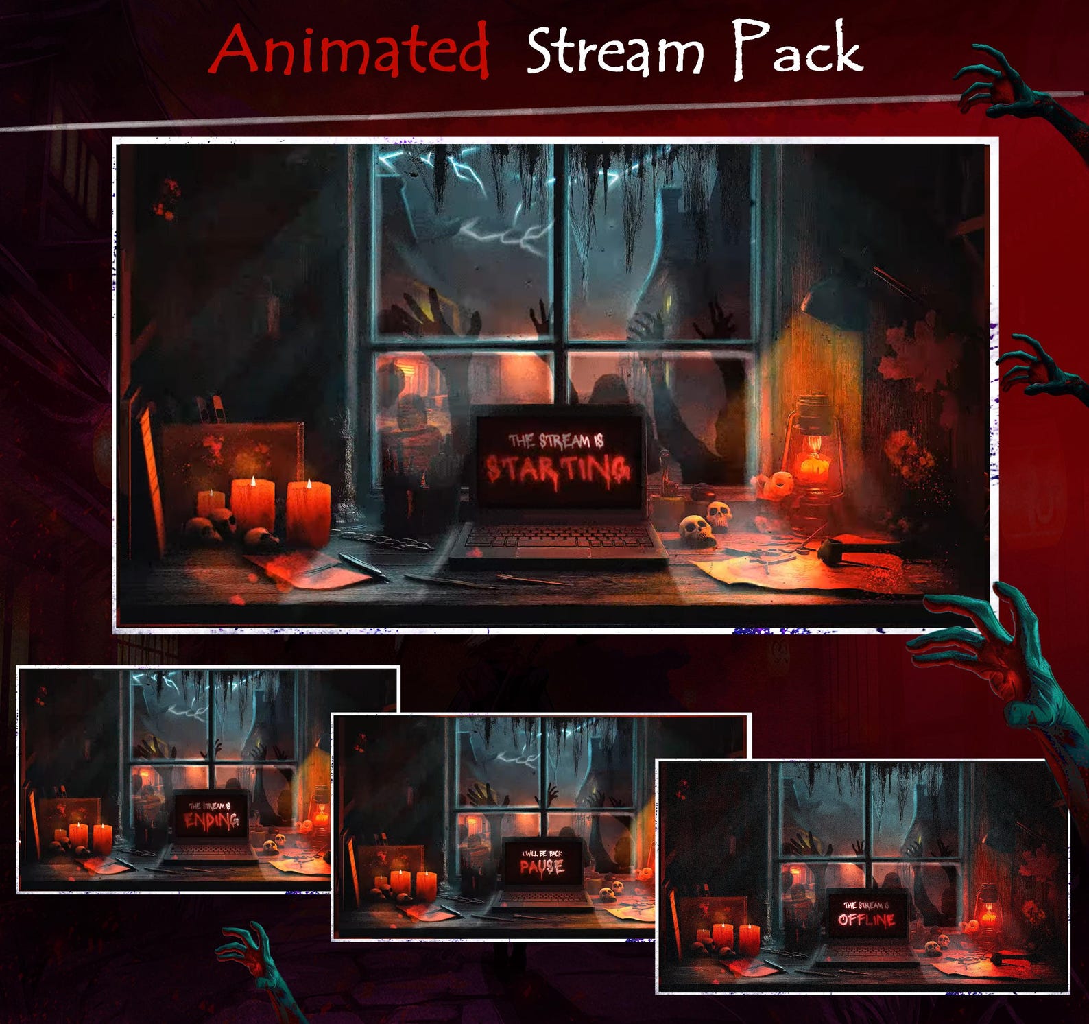 Animated Stream Overlay Package: Creepy Twitch Stream Design - Etsy