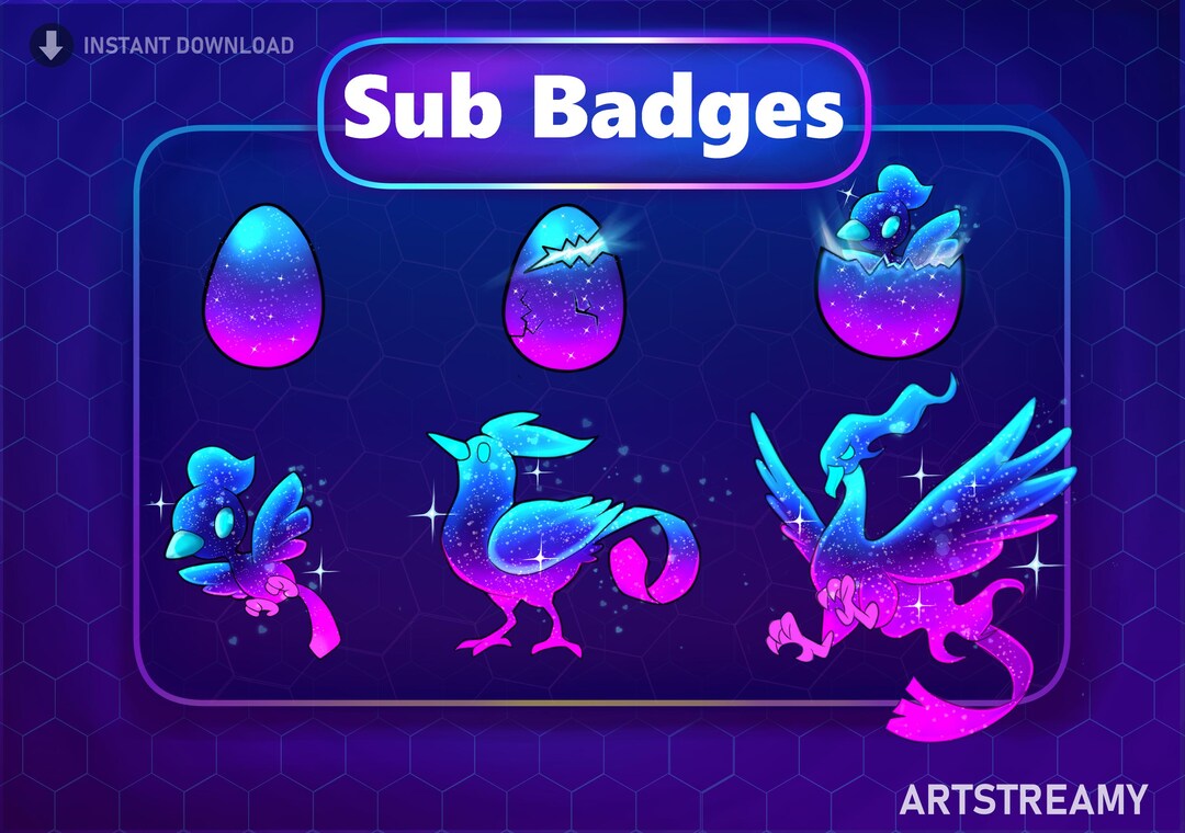 Galaxy Bird Twitch Sub Badges: Cosmic Egg Evolution (digital Download ...