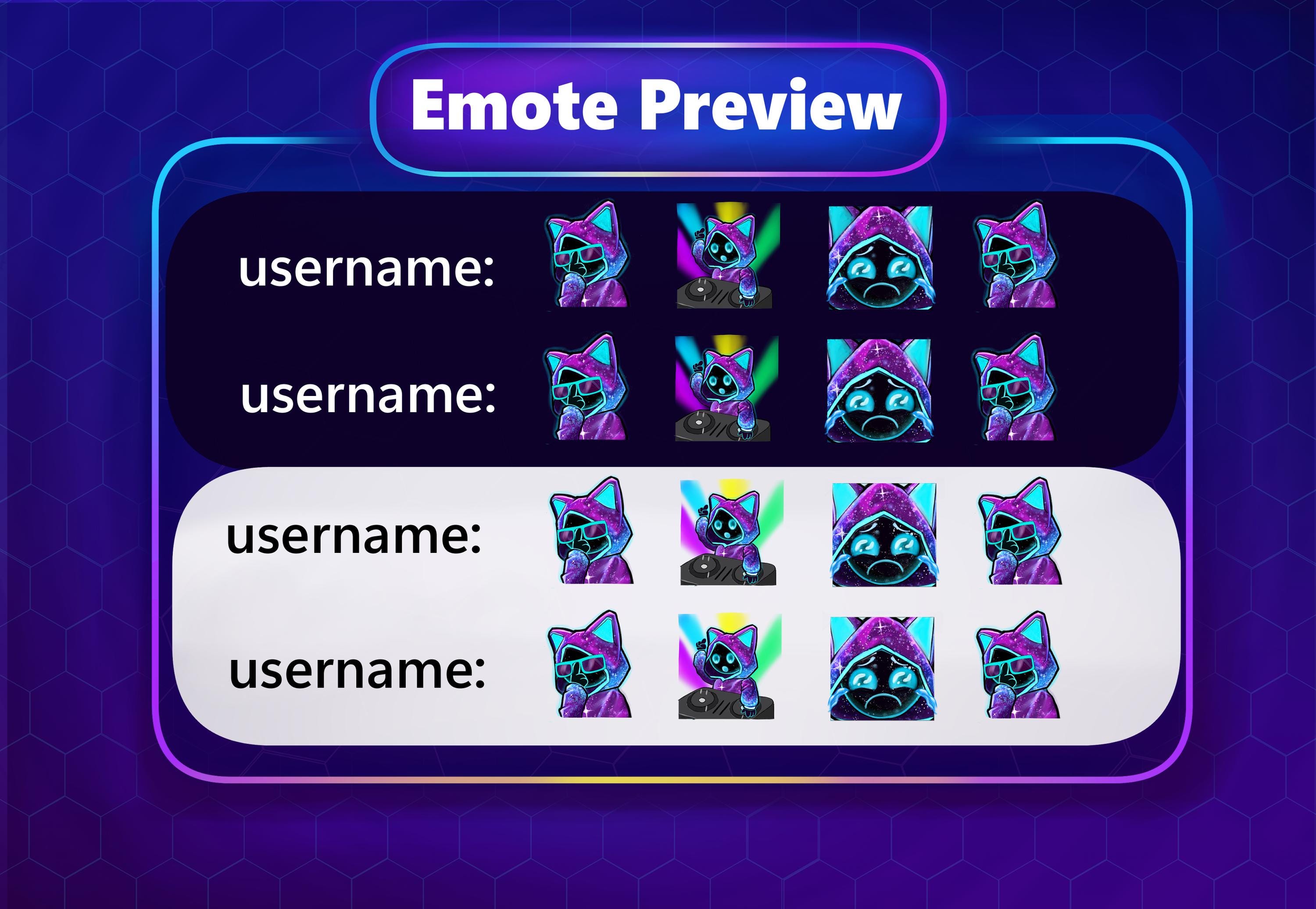 Neon Galaxy Hoodie Animated Emotes Pack for Twitch - Etsy