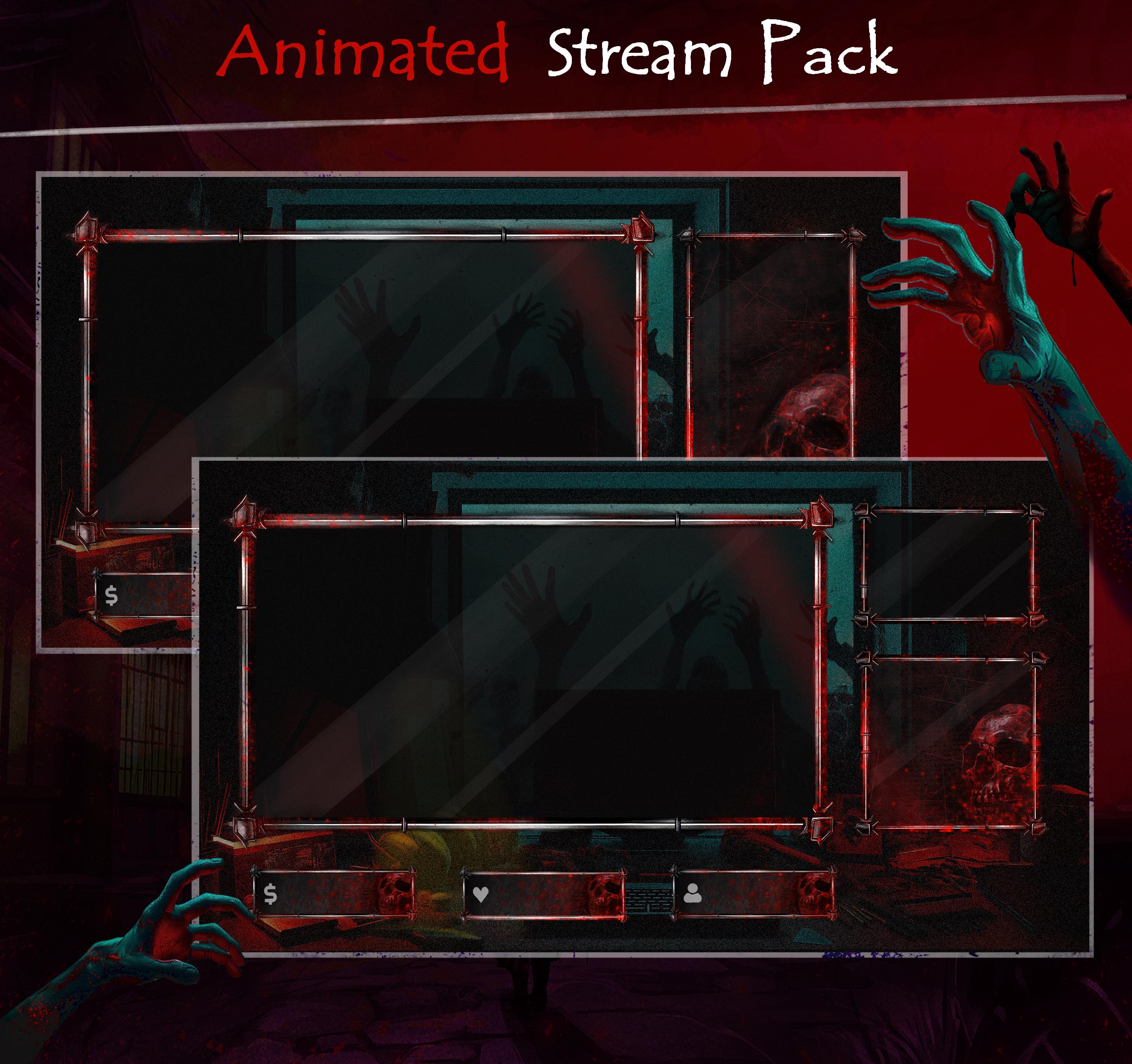 Animated Zombie Stream Overlay Pack: Horror Twitch/youtube Package ...
