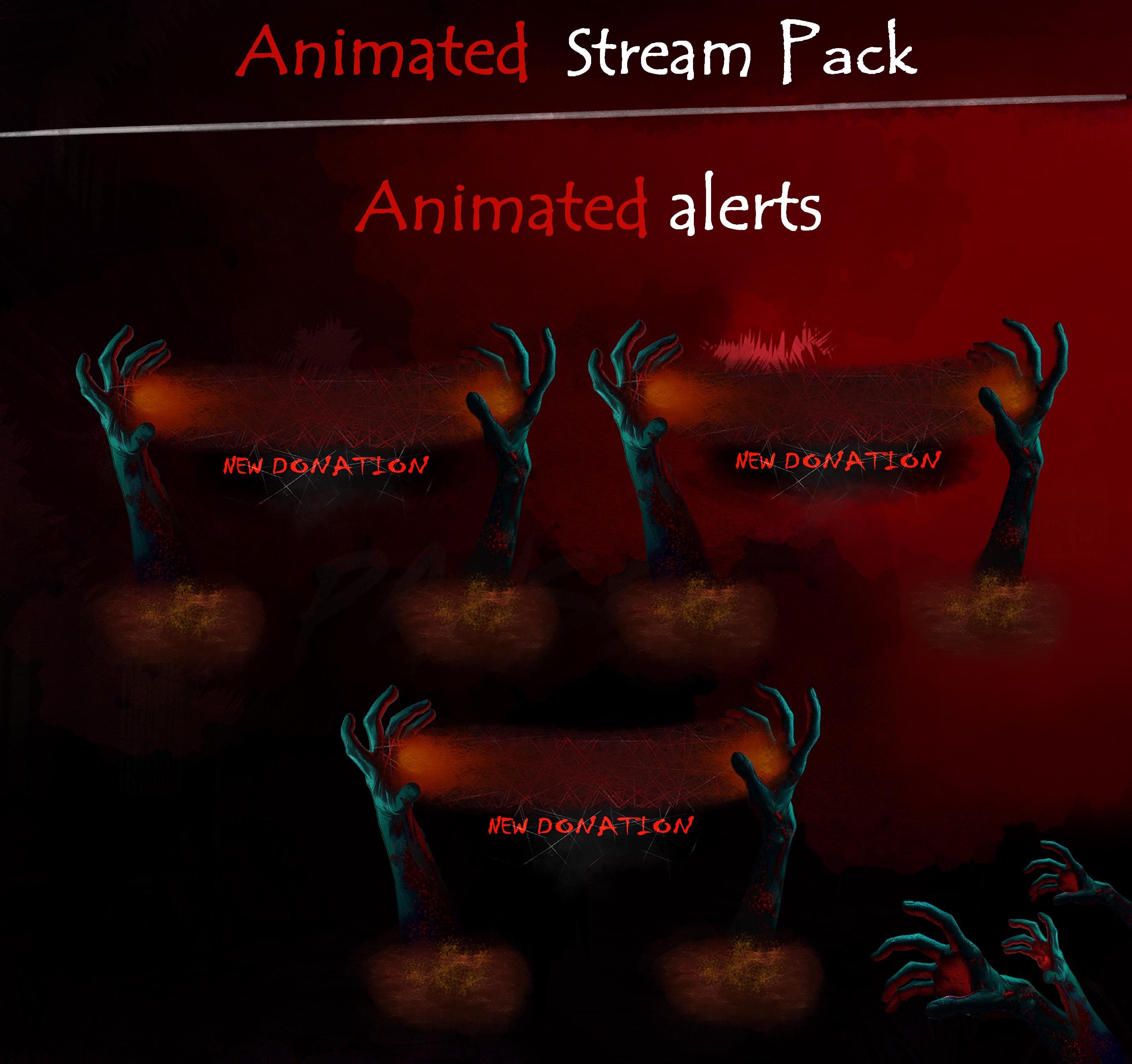 Animated Zombie Stream Overlay Pack: Horror Twitch/youtube Package ...