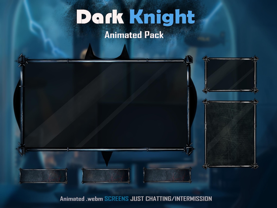 Animated Dark Knight Hero Stream Package: Twitch Overlay, Alerts ...