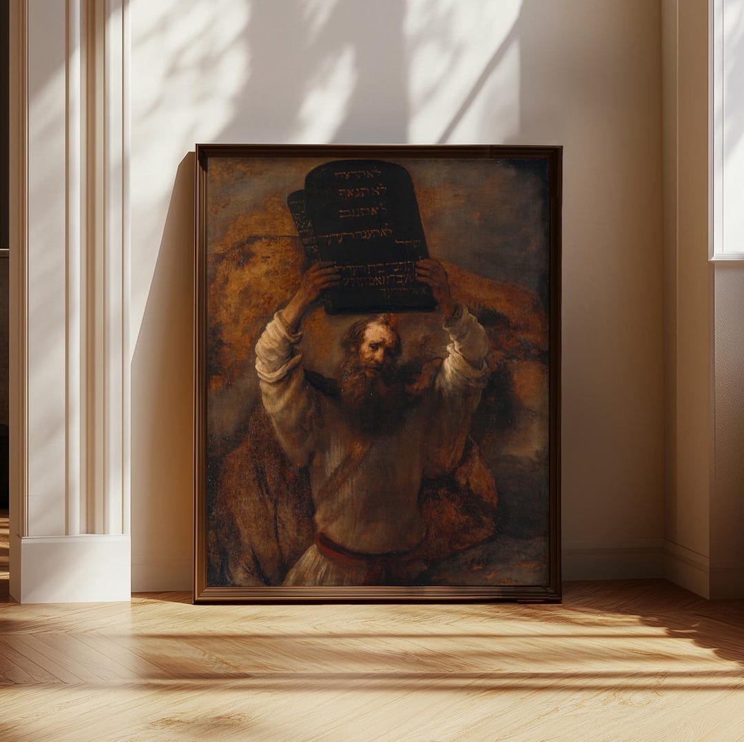 Moses With the Ten Commandments by Rembrandt, Wall Art, Art Print ...