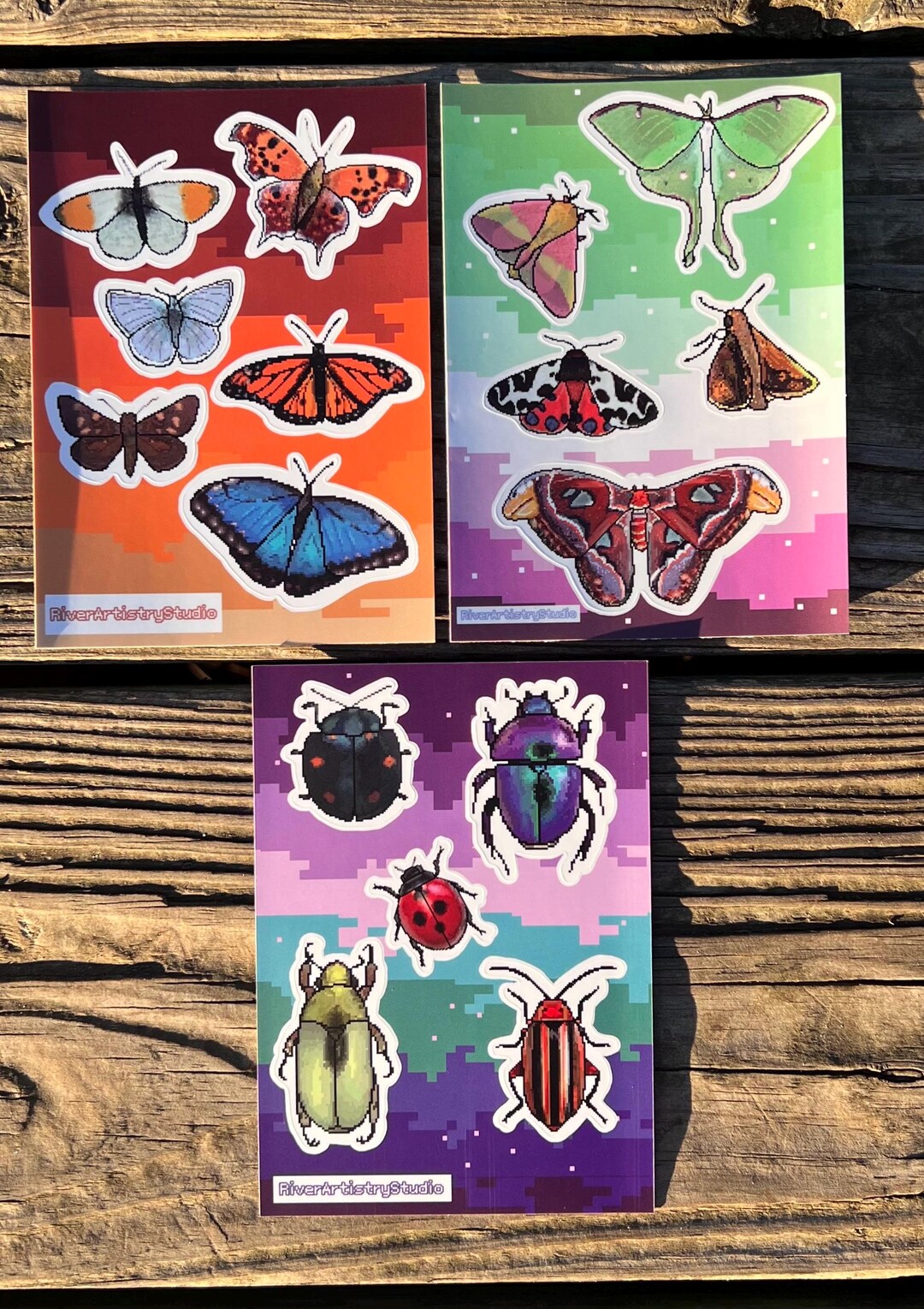 Pixel Bug Sticker Sheet! Moth | Beetle | Butterfly - Etsy