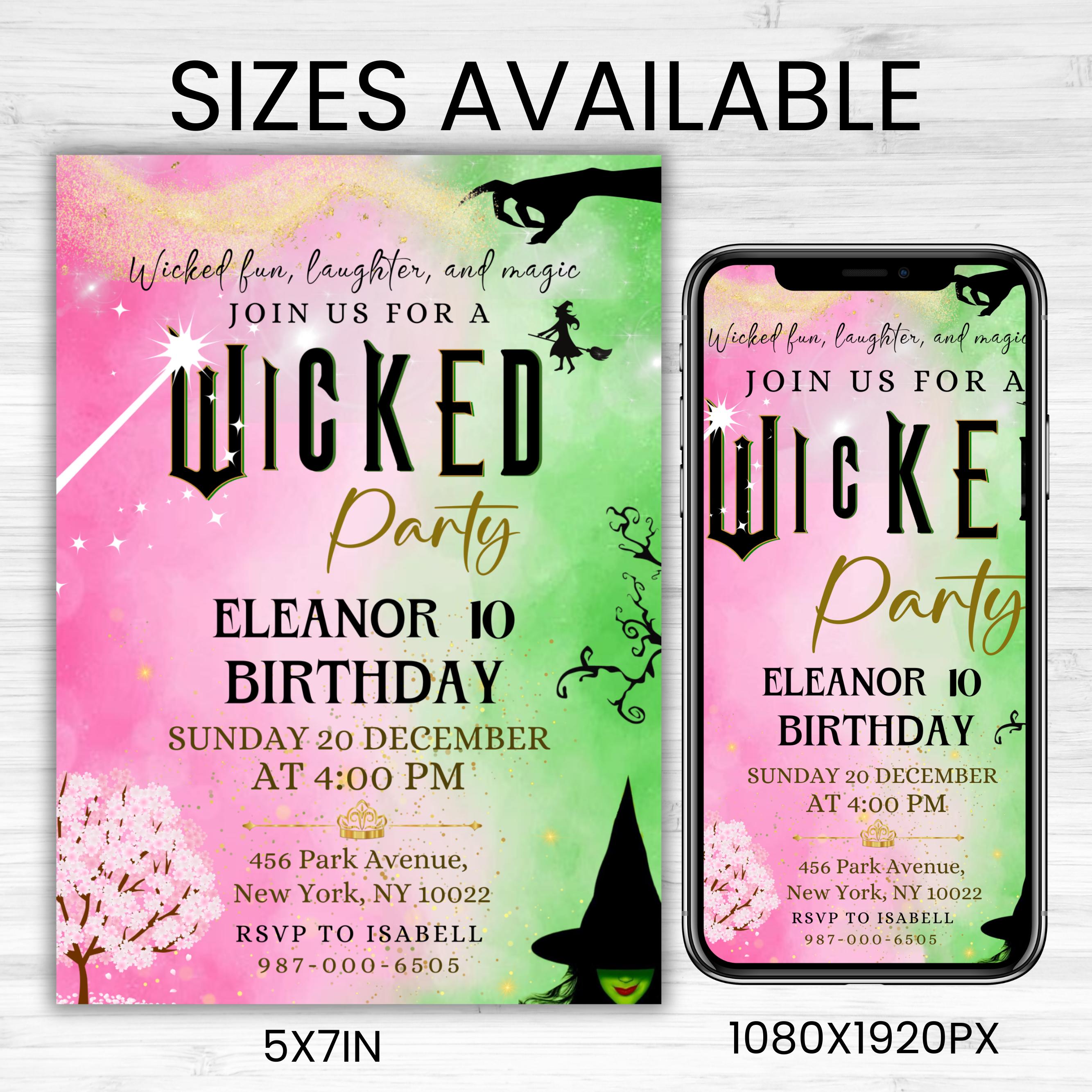 Wicked Birthday Party Invitation, Wicked Party Invitation, WICKED ...