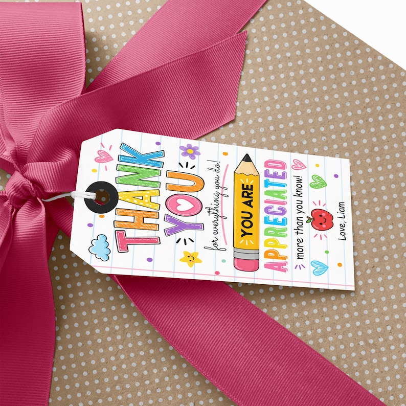 Teacher Appreciation Gift Tags Printable, Editable Thank You Teacher ...
