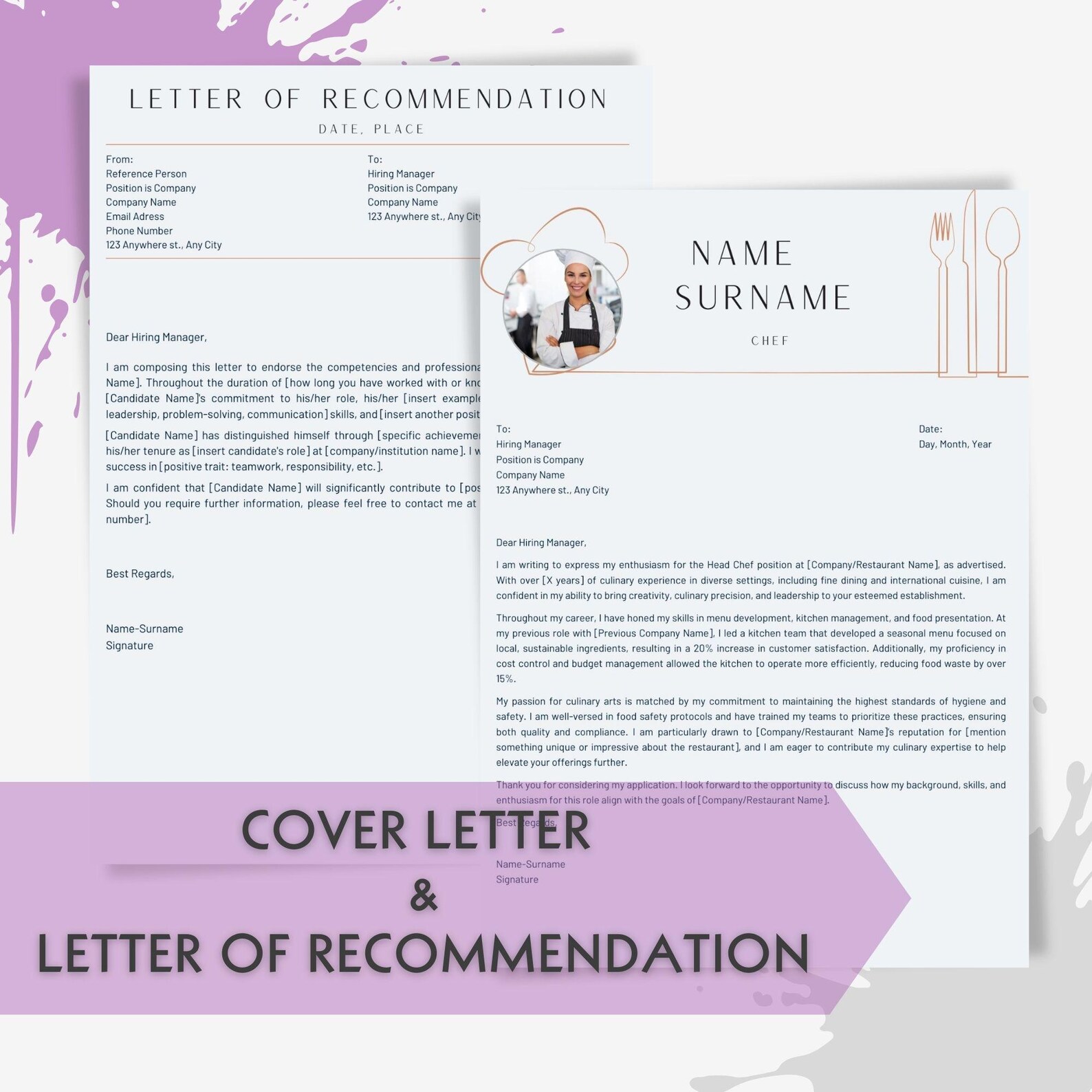 Chef Resume Template | ATS Friendly Culinary CV | Editable Canva Resume ...