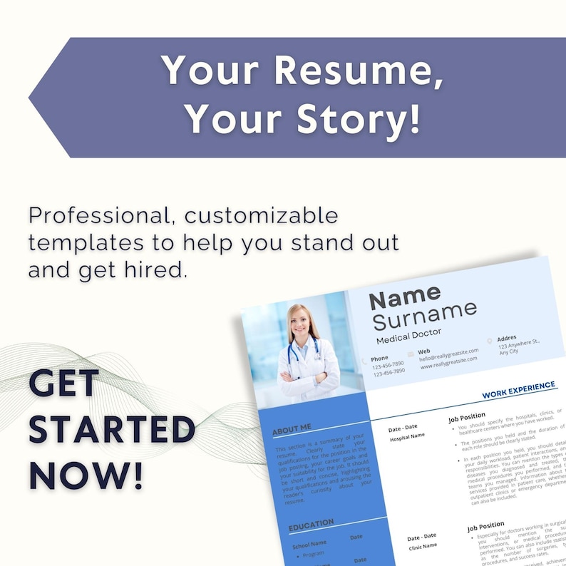 Modern Medical Doctor Resume Template: Minimalist CV Design (canva ...