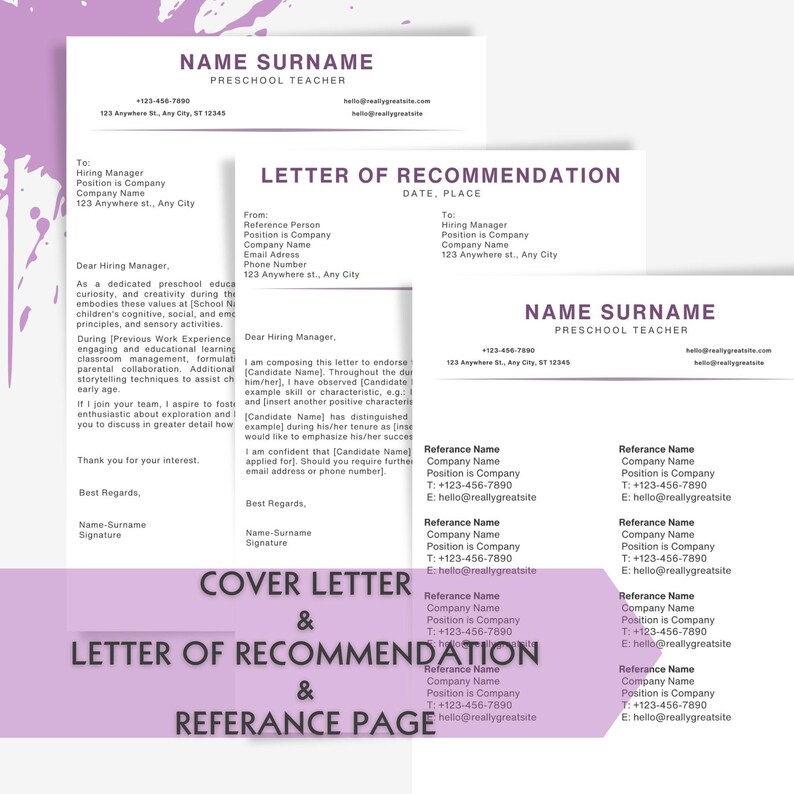 ATS Resume Template for Preschool Teacher, Canva, ATS Friednly ...