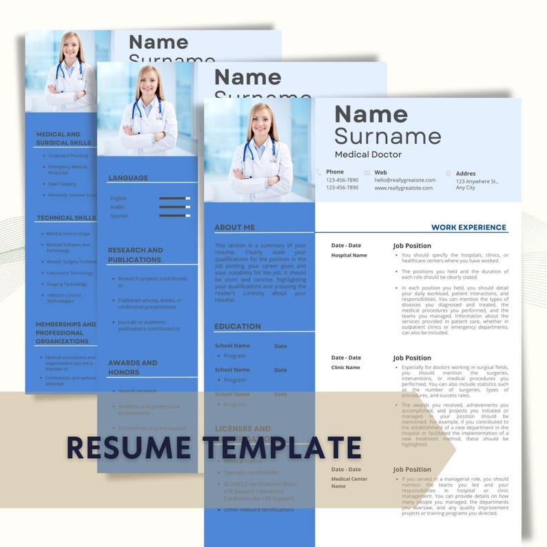 Modern Medical Doctor Resume Template: Minimalist CV Design (canva ...
