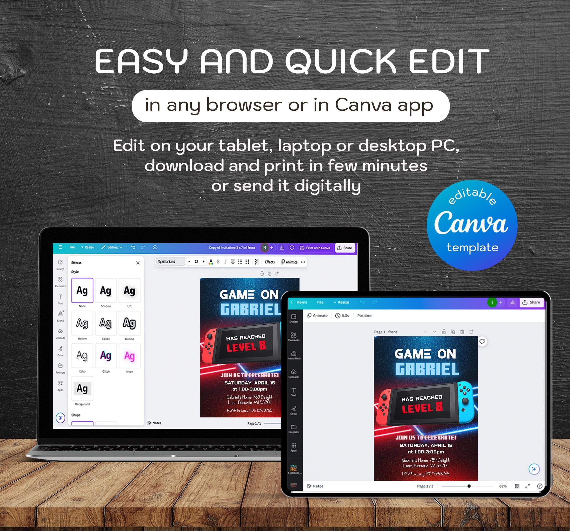Editable Switch Invite, Printable Gamer Birthday Invitation, Video Game ...