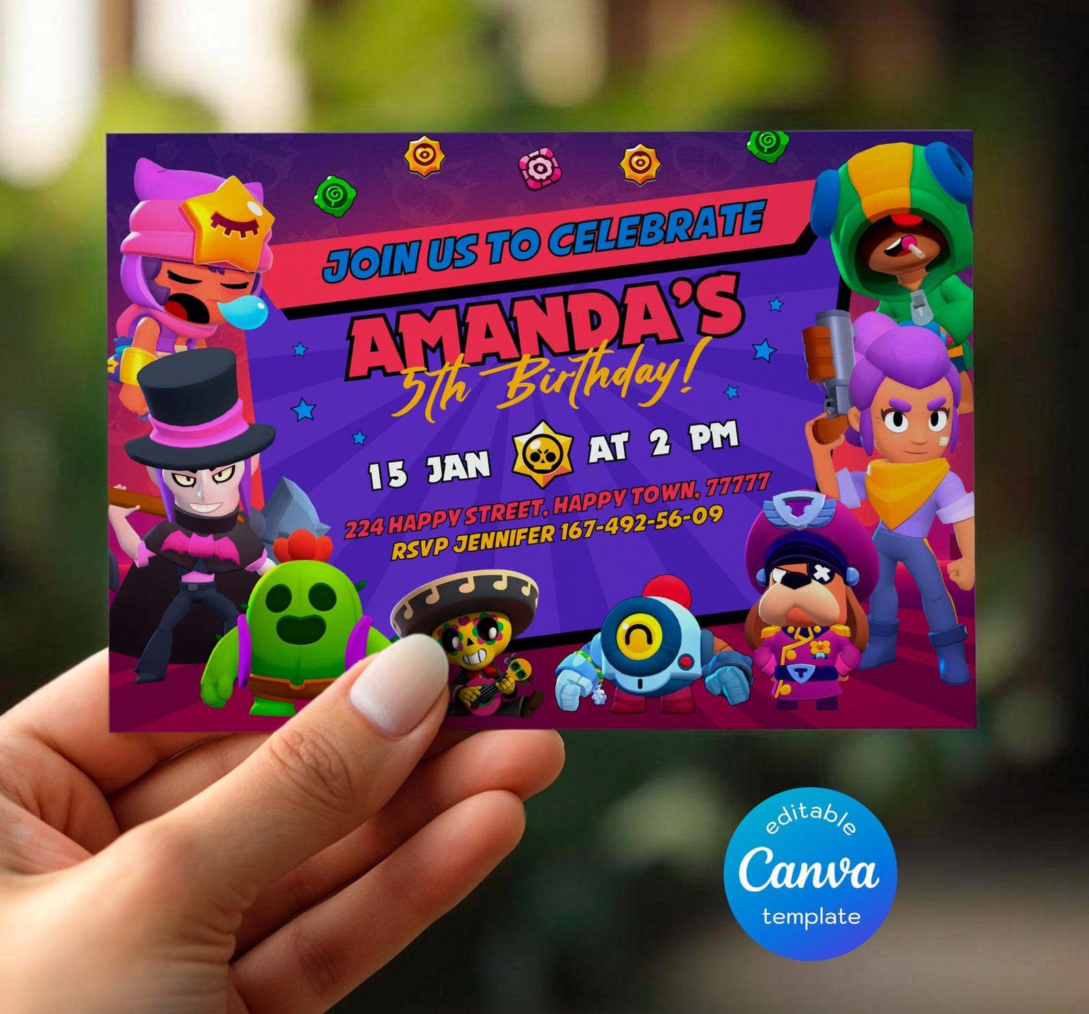 Brawl Stars Invitation, Gamer Invite, Printable Editable Video Game ...