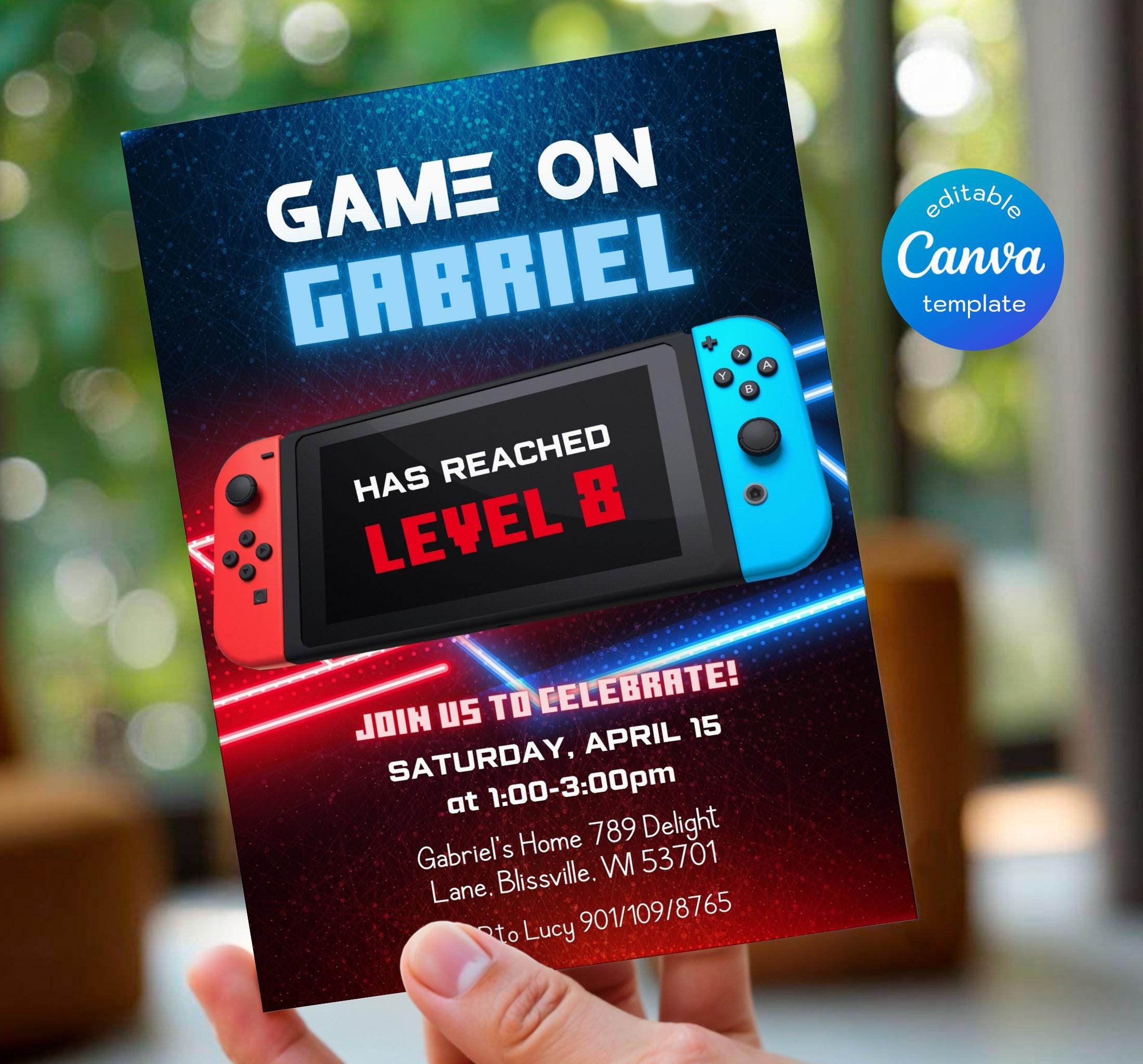 Invitación editable de Switch, invitación de cumpleaños de jugador ...