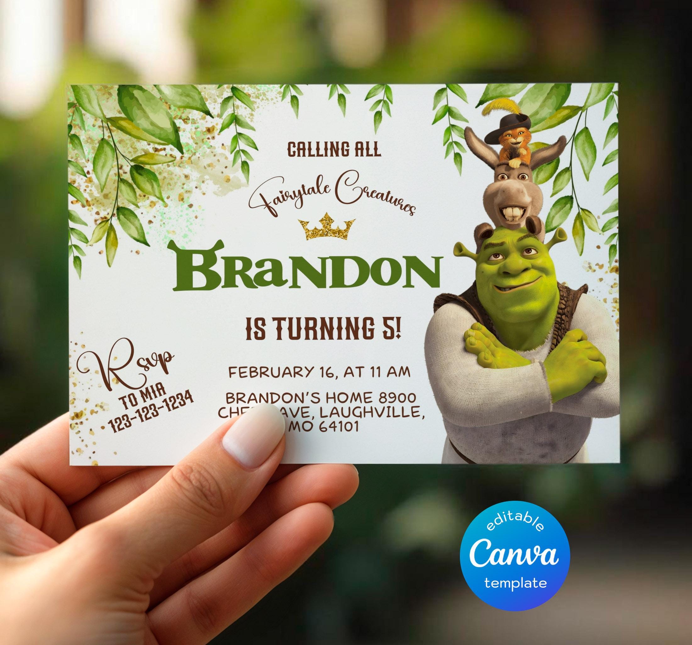 Shrek Birthday Invitation, Printable Shrek Invitation, Fiona Party ...