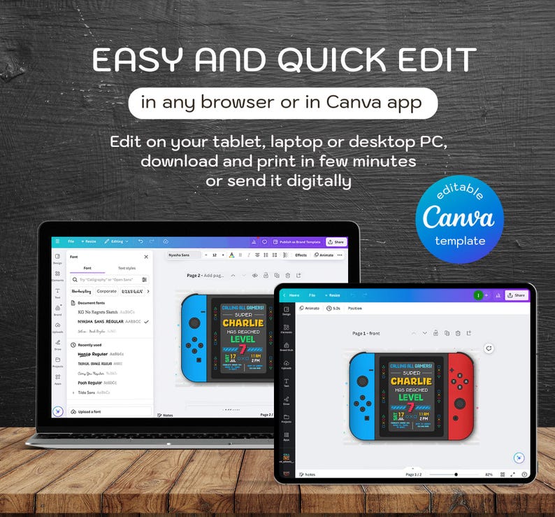 Editable Switch Invite, Printable Gamer Birthday Invitation, Video Game ...