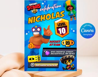Brawl Stars Invitation, Gamer Invite, Printable Editable Video Game ...